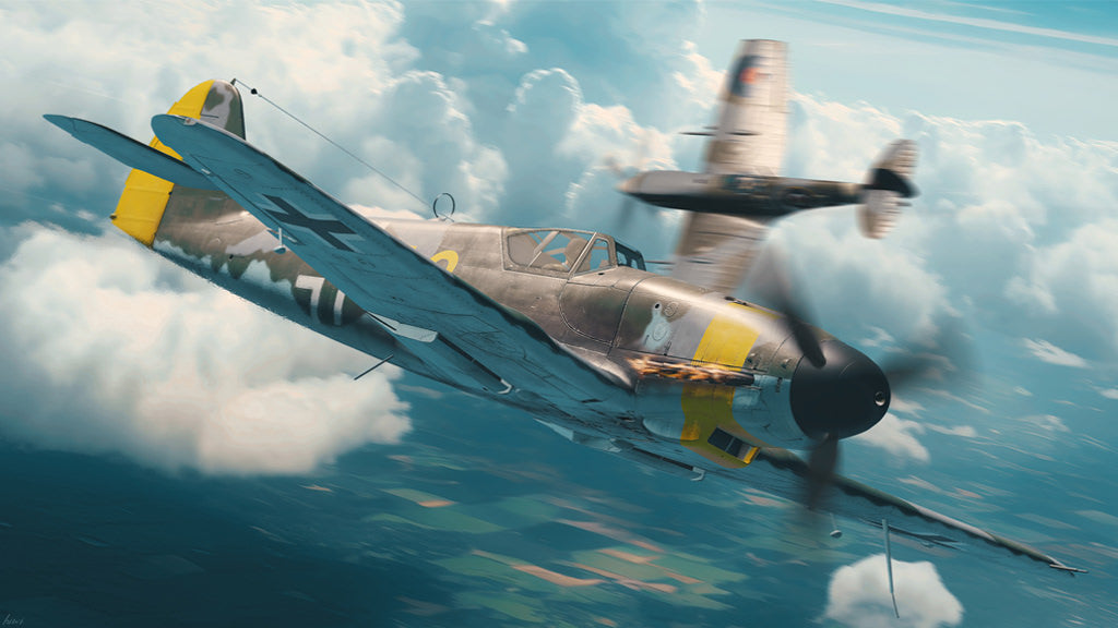 Messerschmitt Bf-109 K4 VS Spitfire Wallpaper – Alpha Check Designs